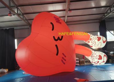 China 2M Inflatable Cartoon Heart With LED Lights For Valentine's Mall Atriums And Entrance Displays for sale
