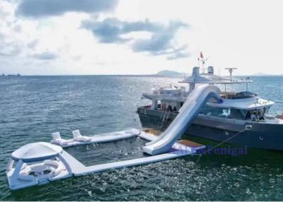 China Water Yacht Slide Diving Swimming Pool Inflatable Belt Net Pool Lounge Chair Sea Floating Platform Rest Bar Awning for sale