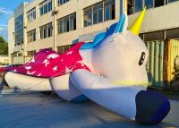 China Custom 5m Long Fabric Material Inflatable Unicorn For Amusement Parks Or Outdoor Lawns for sale