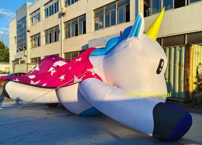 China Custom 5m Long Fabric Material Inflatable Unicorn For Amusement Parks Or Outdoor Lawns for sale