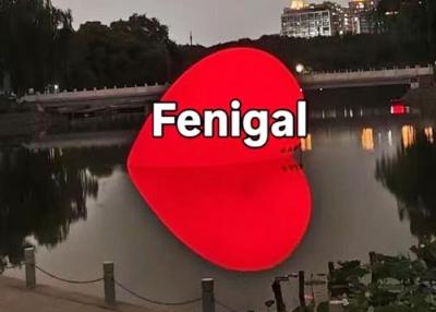 China 20ft 6 Meter Wide Decoration Inflatable Half Heart With White Light Floating On Water for sale
