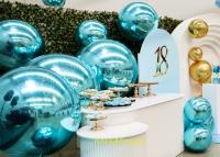China 1m Light Blue Shiny PVC Balloons For Wedding Backdrop Or Disco Party for sale