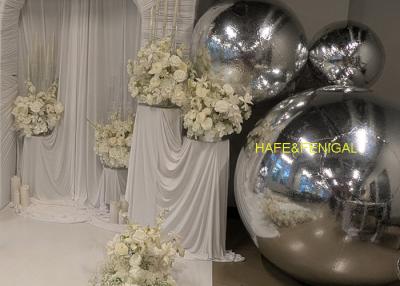 China Wedding Decor Inflatable Silver PVC Metallic Orb With D-Ring Suspension Points for sale