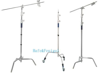 China Professional Stainless Steel C-Stand Grip Stand with Boom Arm, Turtle Base & Adjustable Sections for sale