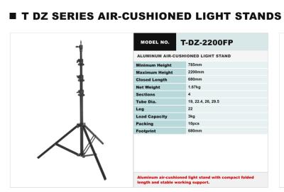 China Air-Cushioned Lightweight Aluminum Light Stand with 4-Section Telescopic Design for Studio and Video Production for sale