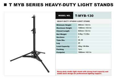 China TMYB Series Aluminum Light Stand with Effortless Height Adjustment and 50 kg Load Capacity for Professional Photography for sale