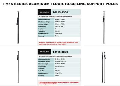 China HAFE TM15 Series Aluminum Telescopic Support Pole with Lightweight Construction, Fast Adjustment, and 15 kg Capacity for sale