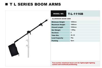 China TL Series Aluminum Boom Arm Stand with Adjustable Height and Portable Design for Studio Lighting for sale