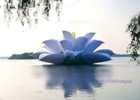 China Custom Giant Floating Inflatable Lotus Installation with RGB Lighting for Lakes and Parks for sale