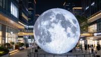 China Moon Inflatable Balloon Light with Custom Printing for 360° Ambient Illumination and Helium-Ready Installation for sale
