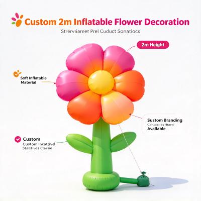 China Custom 2m Inflatable Flower Decoration with Oxford Fabric and Remote Control LED Light for sale