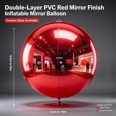 China Double-Layer PVC Red Mirror Finish Inflatable Mirror Balloon with Custom Sizes 0.4m to 10m for Corporate Events for sale