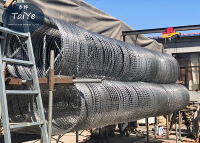 China BTO22 Triple Coil Razor Blade Wire Fence With Hexagonal Shaped Aluminum Pipe Fram for sale