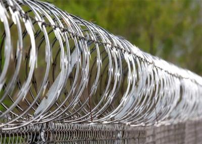 China Galvanized Roll Packing CBT 65 Razor Wire Fence On Welded Wire Mesh Panel for sale