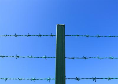 China PVC Coated Lowa Barbed Wire Green Security Fence On Chain Link Fence Top for sale