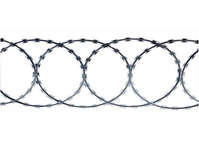 China BTO -22 Cross Blade Flat Barbed Wire Strip Razor Sharp Ribbon Silver Fencing for sale