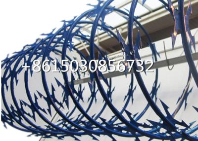 China Anti Rust Powder Coated Concertina Razor Barbed Wire For Welded Razor Fence for sale