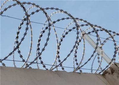 China BTO -22 450mm Galvanized Concertina Razor Barbed Wire Razor Blade Fencing for sale