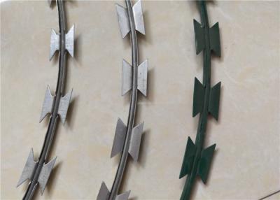 China Concertina Clipped Anti Explosion Razor Barbed Wire , Military Razor Wire for sale