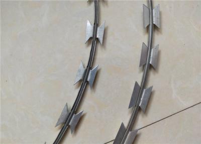 China Mesh Concertina Barbed Wire For Razor Blade Fencing , Galvanized Barbed Wire for sale