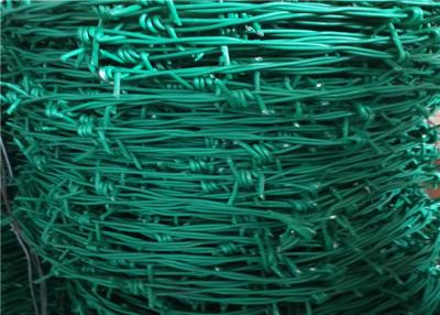 China Colorful PVC Coated Barbed Wire 3 - 4 Strands 4 Points Security Fence for sale