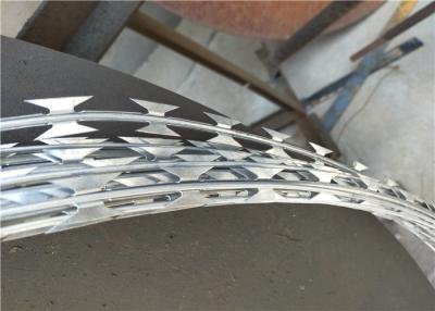 China Concertina Razor Barbed Wire , 304 Stainless Steel Razor Wire Army Security Barriers for sale
