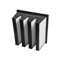China W Shape V Bank Air Filter Superfine Fiber Glass H11 H12 99.99% 0.3um for sale