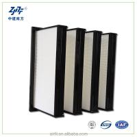 China Activated Carbon V Bank Laminar Flow Air Filter H13 H14 HEPA Mini Pleated For Cleanroom for sale