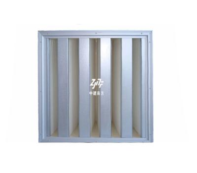 China Galvanized Steel Frame V Bank HEPA Filter , 0.3um HEPA Pleated Air Filter H13 High Dust Capability for sale