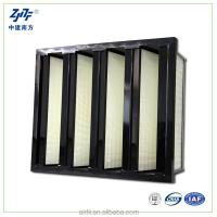 China High Efficiency Pleated HEPA H14 H13 V Bank Air Filter For Ventilation System Purifier for sale