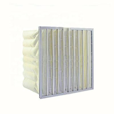 China High Dust Collected Efficiency 6 Bag Air Filter , F8 F7 Washable Synthetic Yellow Cotton Air Pocket Filter For Industry for sale