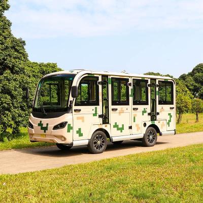 China 11 Seats Electric Sightseeing Bus 72V Lithium Battery High Climbing Ability Long Range with Door for sale