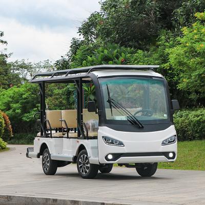 China 11 Seater Electric Sightseeing Bus 7.5KW AC Motor 72V Lithium Battery Solar Panel for sale