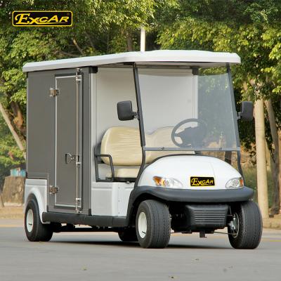 China EXCAR Electric Food Cart 5KW 48V with Steel Chassis - 2 Seater Golf Beverage Vehicle 45km/h Speed for sale