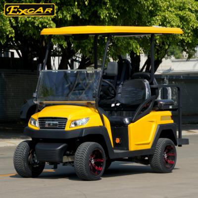 China EXCAR Yellow CE Approved 48V Electric Golf Cart with Trojan Battery - 4 Passenger, 23-45 km/h Speed, 60-100 km Range for sale