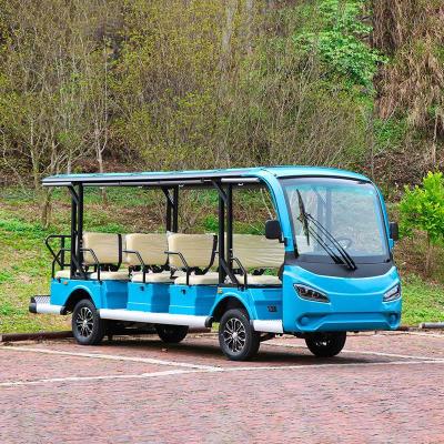 China EXCAR 14-Seater Electric Sightseeing Bus with 45 km/h Speed and 80 km Range - Green Mini Tour Vehicle for sale