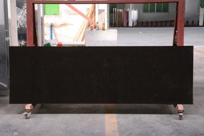 China 73 Inch Black Quartz Stone Countertop for Rectangular Feathered White Sinks 3cm Thick for sale