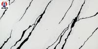 China Artificial Panda White Quartz Stone Slab 3200x1600x20mm 45 Gloss for Vanity Island Bathroom for sale