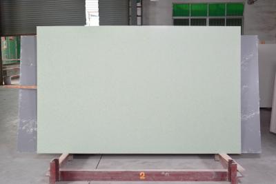 China Polished Artificial Quartz Slab 3200x1600mm Green Color Kitchen Countertop with 6.5 Mohs Hardness for sale