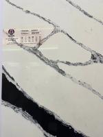 China Panda White Calacatta Quartz Stone Slab 3200x1600mm Engineered Marble for Kitchen Countertop for sale