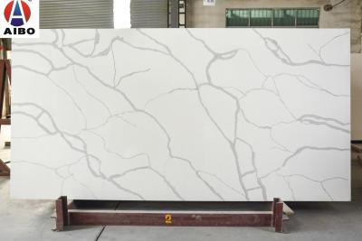 China White Calacatta Quartz Countertop Slabs 18mm 20mm 30mm Grey Vein Engineered Stone for sale