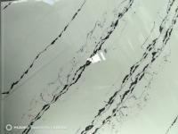 China River Black Quartz Stone Slab 3200x1600mm Polished for Kitchen Countertops for sale