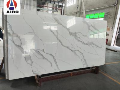 China High Density White Calacatta Quartz Stone Slab 20mm Thick for Kitchen Benchtop Countertops for sale