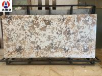 China 20mm Marble Look Red Artificial Quartz Stone Slab for Bath Vanity Top Indoor Decor for sale
