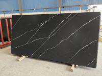 China Black Calacatta Quartz Stone Slab 3200x1800mm Countertop for Kitchen and Vanity for sale