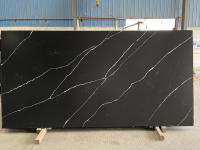 China Black Calacatta Quartz Stone Slab 3200x1800mm Countertop for Kitchen and Vanity for sale