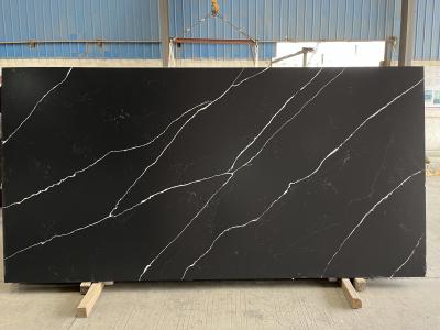 China Black Calacatta Quartz Stone Slab 3200x1800mm Countertop for Kitchen and Vanity for sale