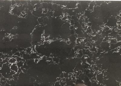 China Black Carrara Artificial Quartz Stone with 6.5 Mohs Hardness and 3200×1800mm Slab Size for Countertops for sale