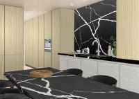 China Black Quartz Kitchen Countertops Engineered Stone Slabs 12-30mm Thickness with 7 Mohs Hardness Heat Resistance for sale