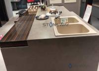China Grey Brown Quartz Stone Top Quartz Bathroom Worktops NSF SGS Certification for sale